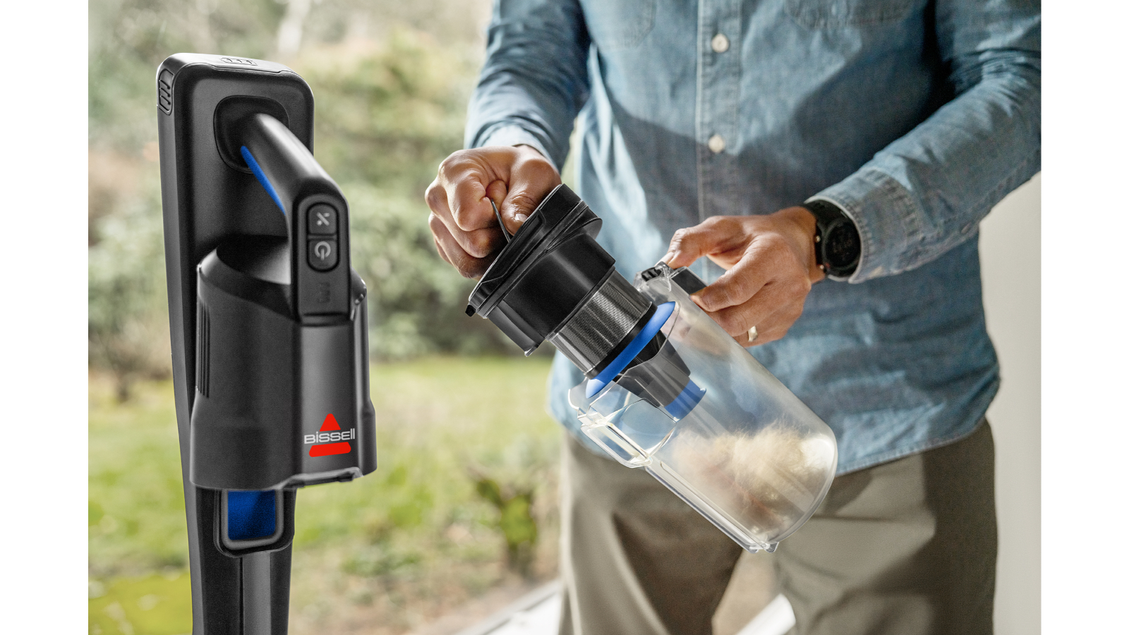 Bissell Power Clean Fur Finder Stick Vacuum - Blue/Grey | Harvey Norman