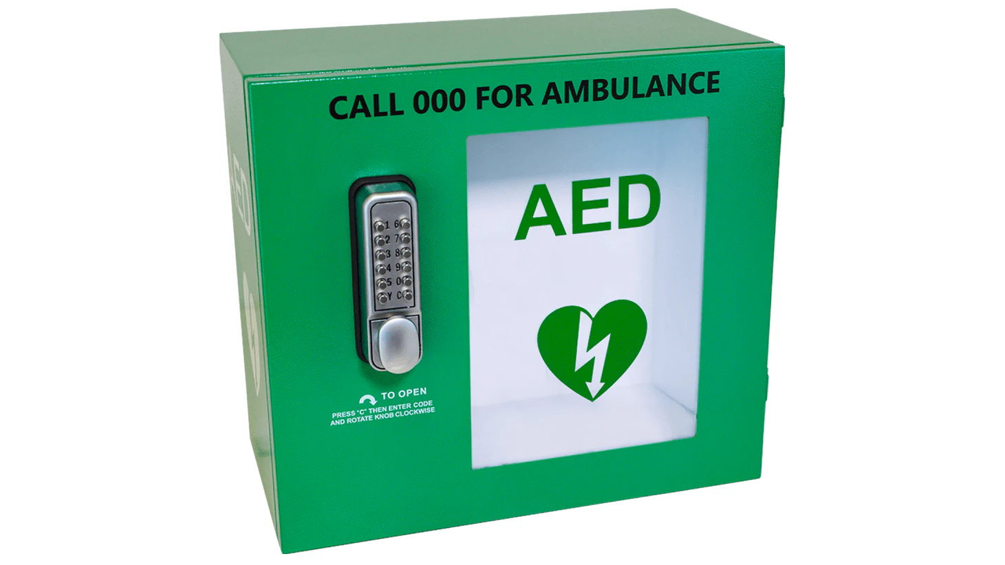 CardiAct AED/Defibrillator Alarmed Outdoor Lockable Cabinet Case Box ...