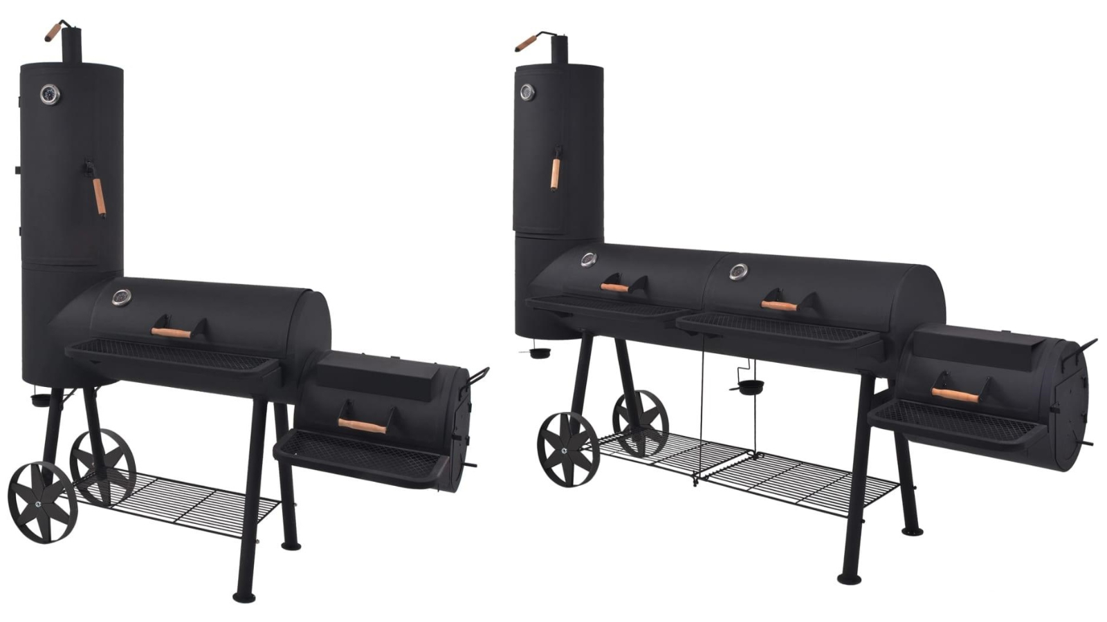 vidaXL Black Heavy BBQ Charcoal Smoker with Bottom Shelf | Harvey Norman
