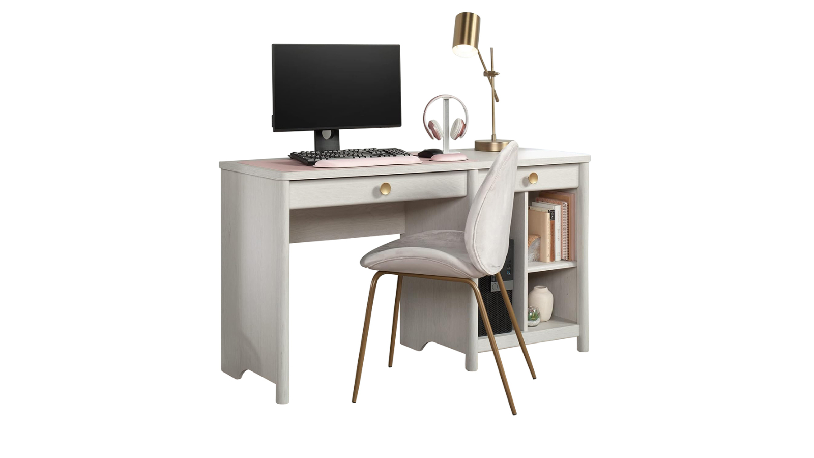 Sauder Dover Edge Study Desk - Glacier Oak | Harvey Norman