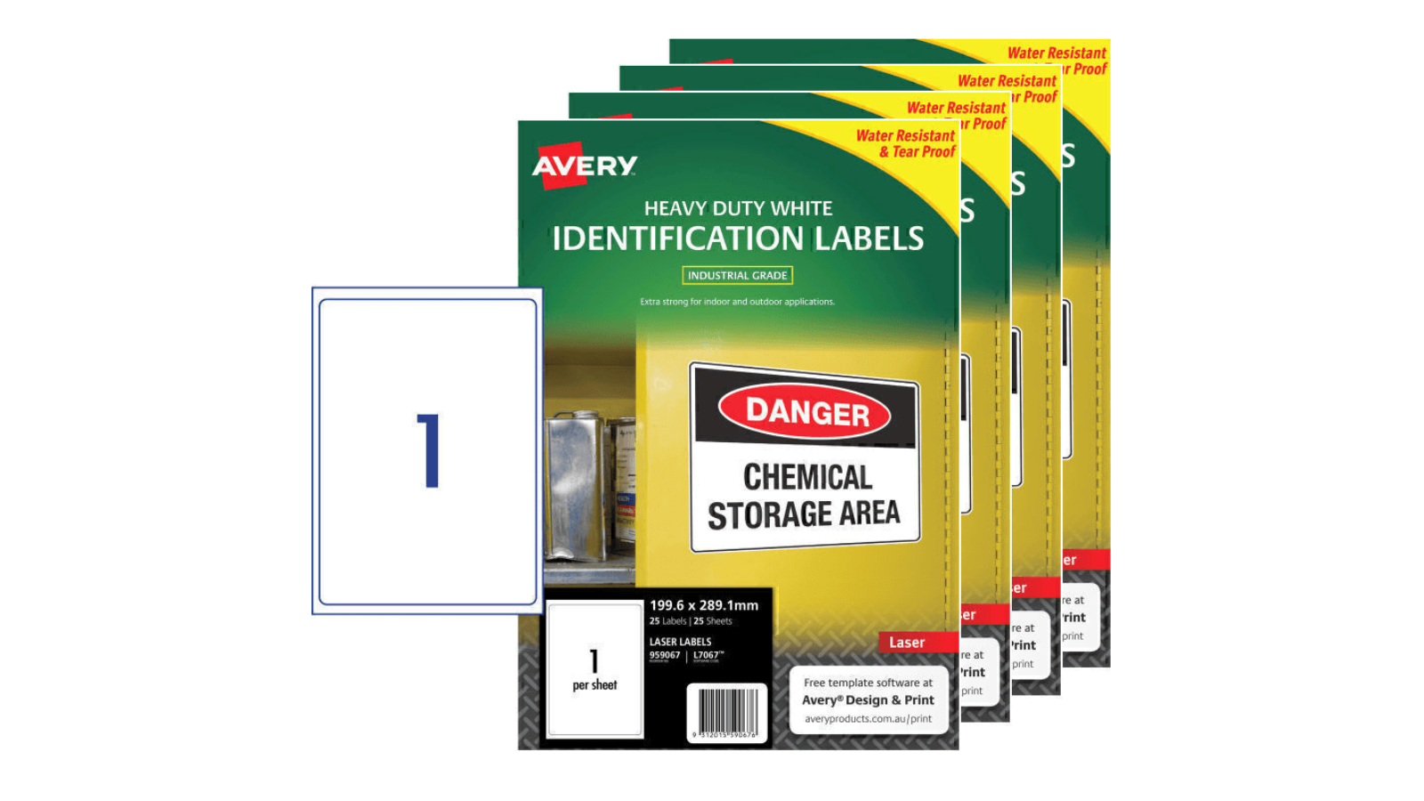 Avery 959067 L7067 25 Sheet White 1/Page Heavy Duty Laser Label - Pack ...