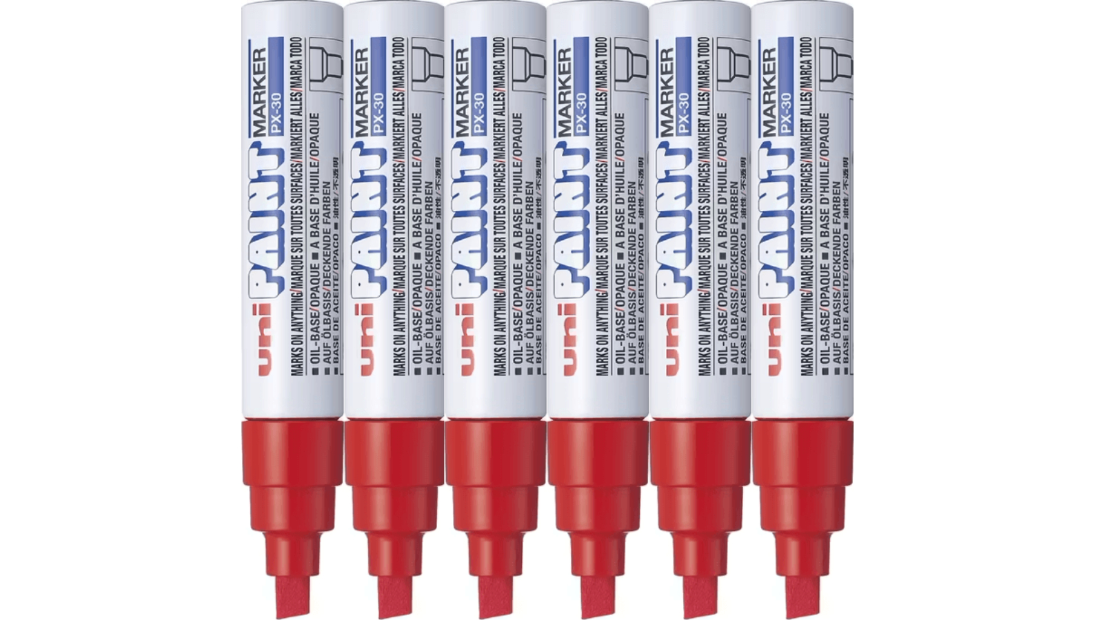 Uni-Ball Box of 6 PX-30 Paint Marker Chisel Tip - Bold Red | Harvey Norman