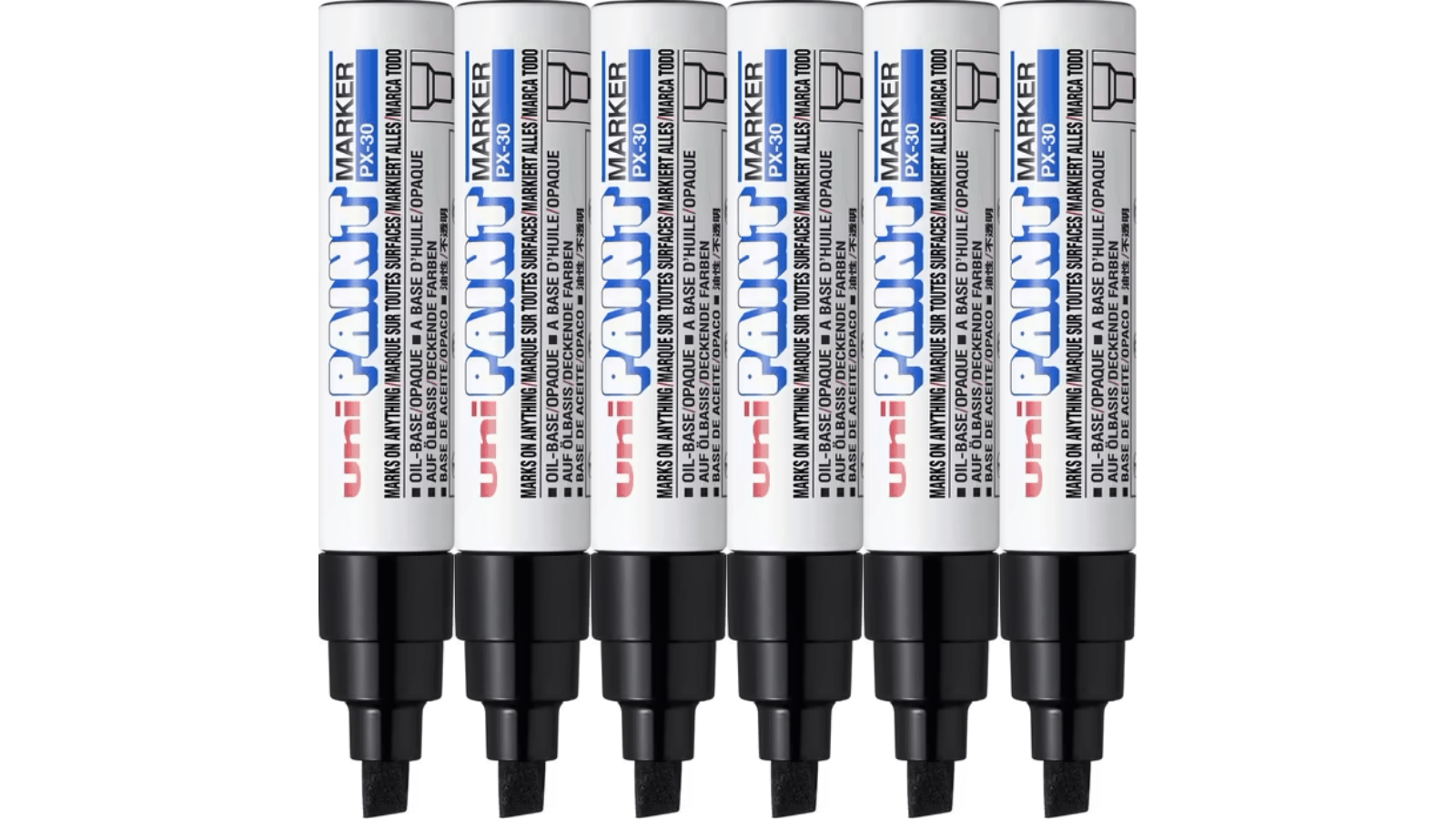 Uni-Ball Box of 6 PX-30 Paint Marker Chisel Tip - Bold Black | Harvey ...