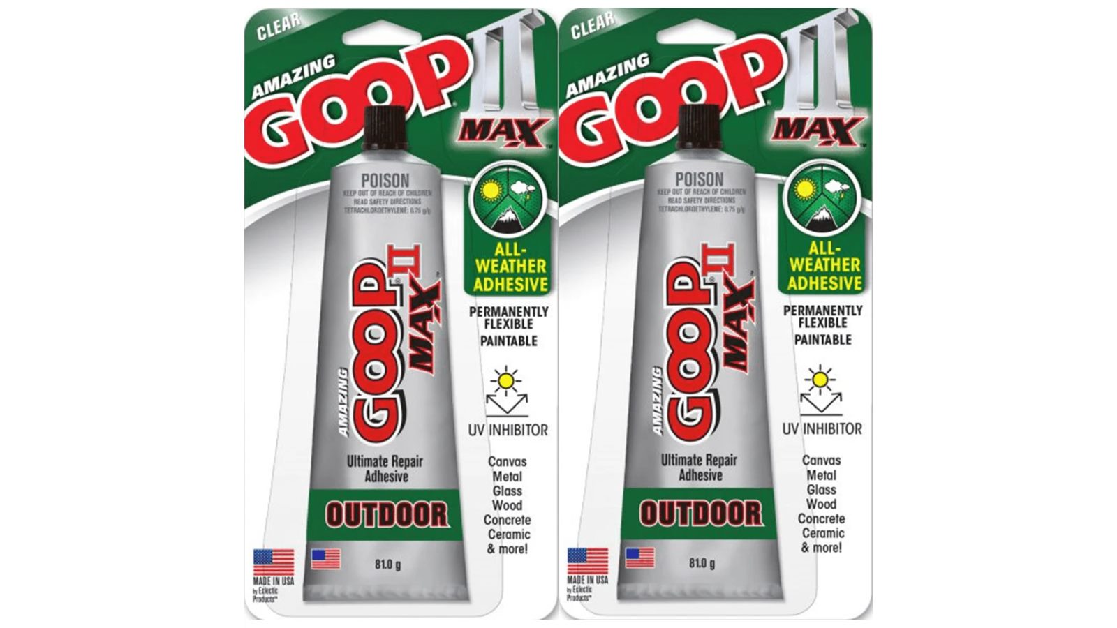 Amazing GOOP II MAX All Weather Adhesive Glue Contact - Pack of 2 x 81g ...