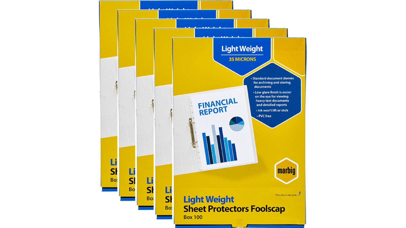 MarbigPack of 5 x 100 Plastic Sleeve Lightweight Foolscap Copysafe ...