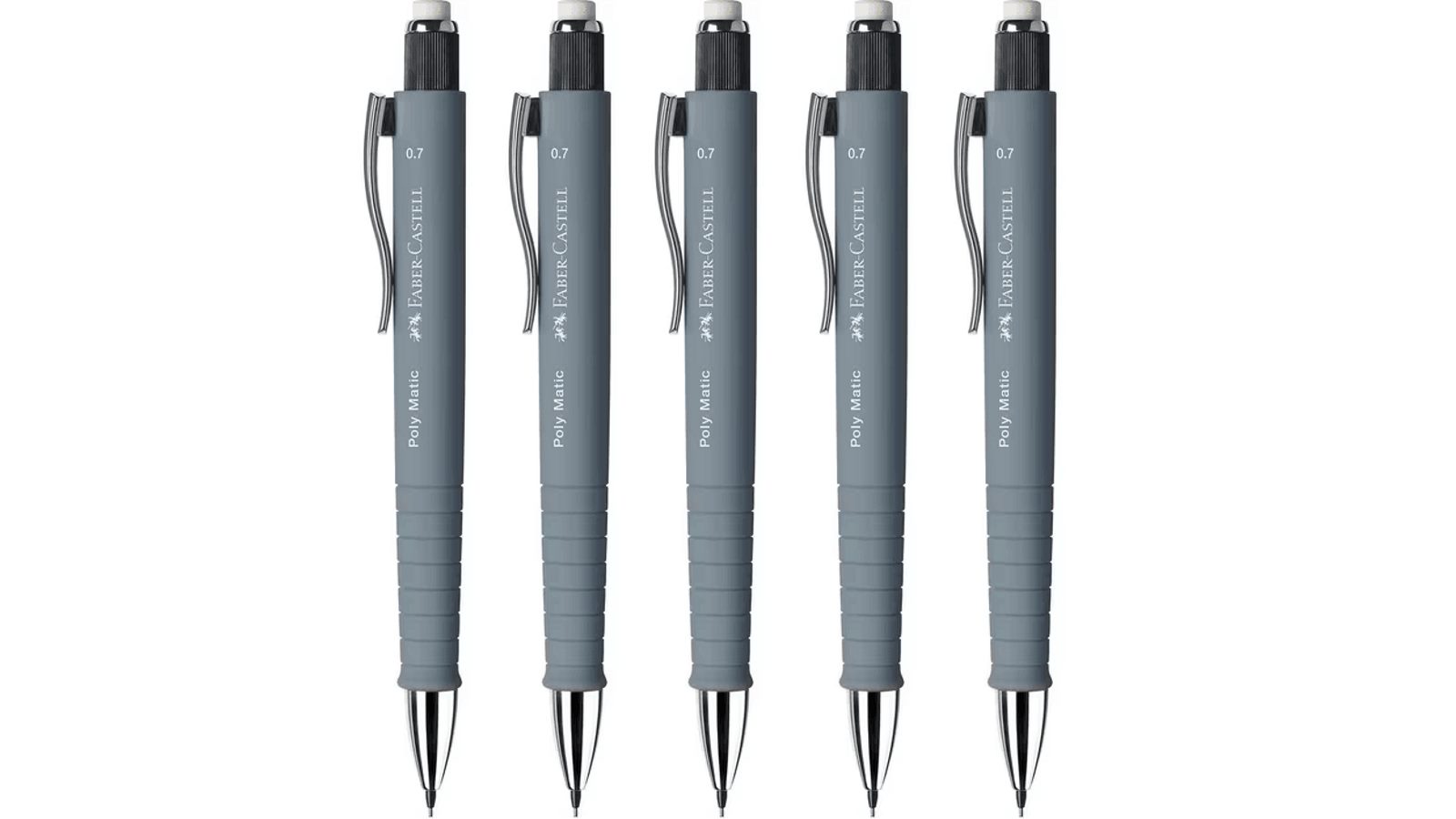 Faber-Castell Pack of 5 Polymatic Mechanical Pencil Pacer 0.7mm - Grey ...