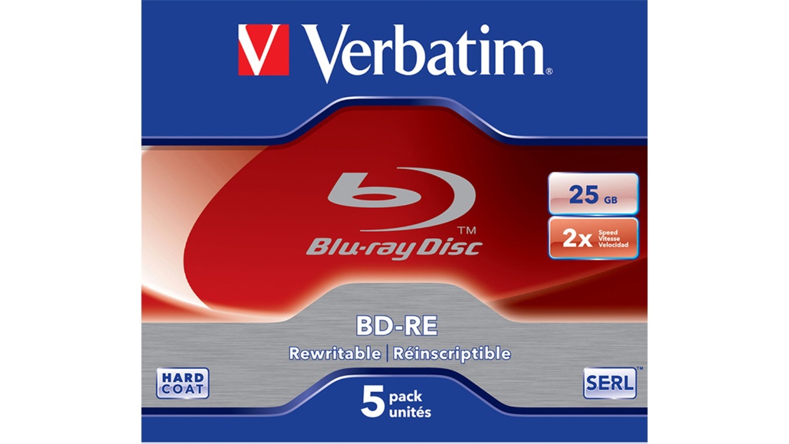 Verbatim Pack of 5 25GB Rewritable Blank Disc | Harvey Norman