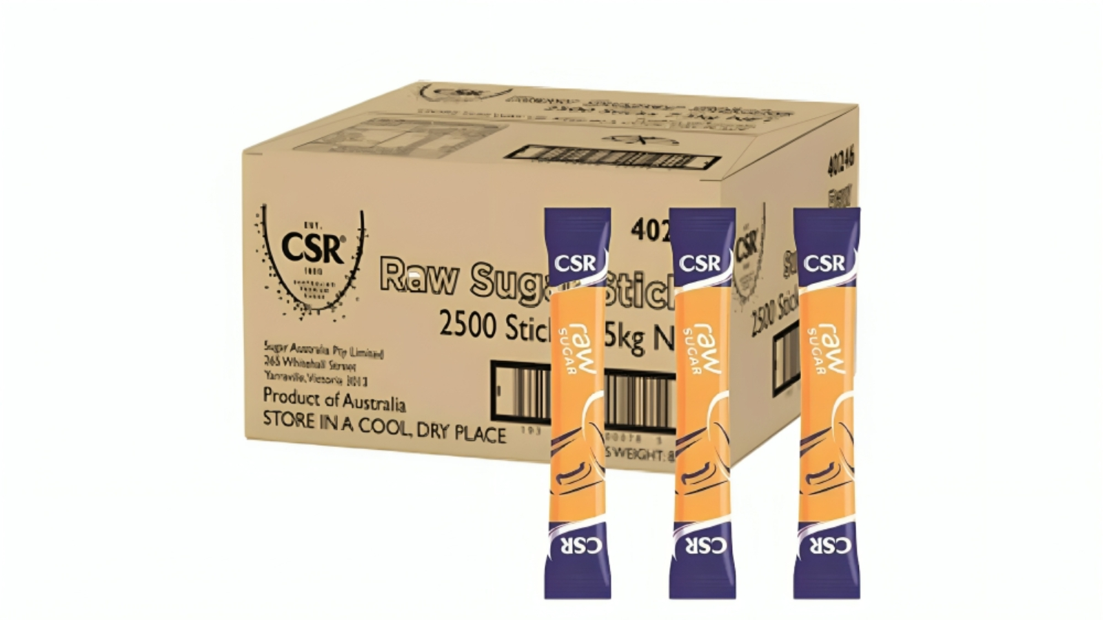 CSR Box of 2500 Raw Sugar Sticks Sachet - 3g | Harvey Norman