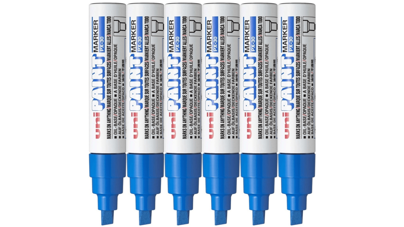 Uni-Ball Box of 6 PX-30 Paint Marker Chisel Tip - Bold Blue | Harvey Norman