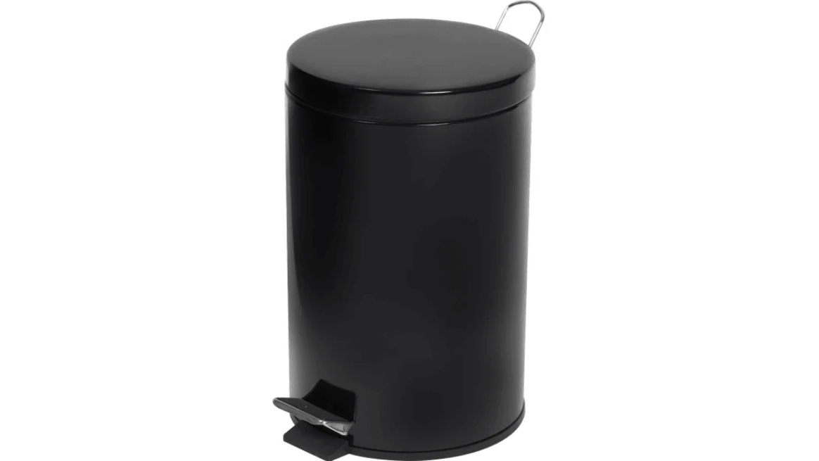 Compass 12L Powder Coated Pedal Bin - Black | Harvey Norman