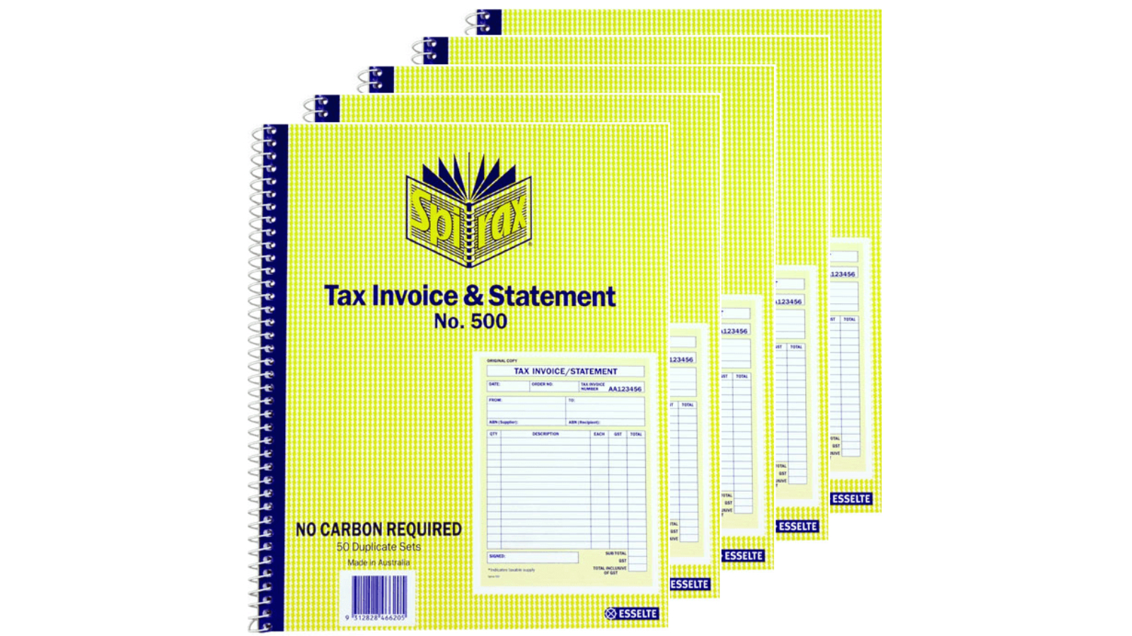 Spirax Pack of 5 500 Tax Invoice Statement Book Quarto - 25 x 20cm ...