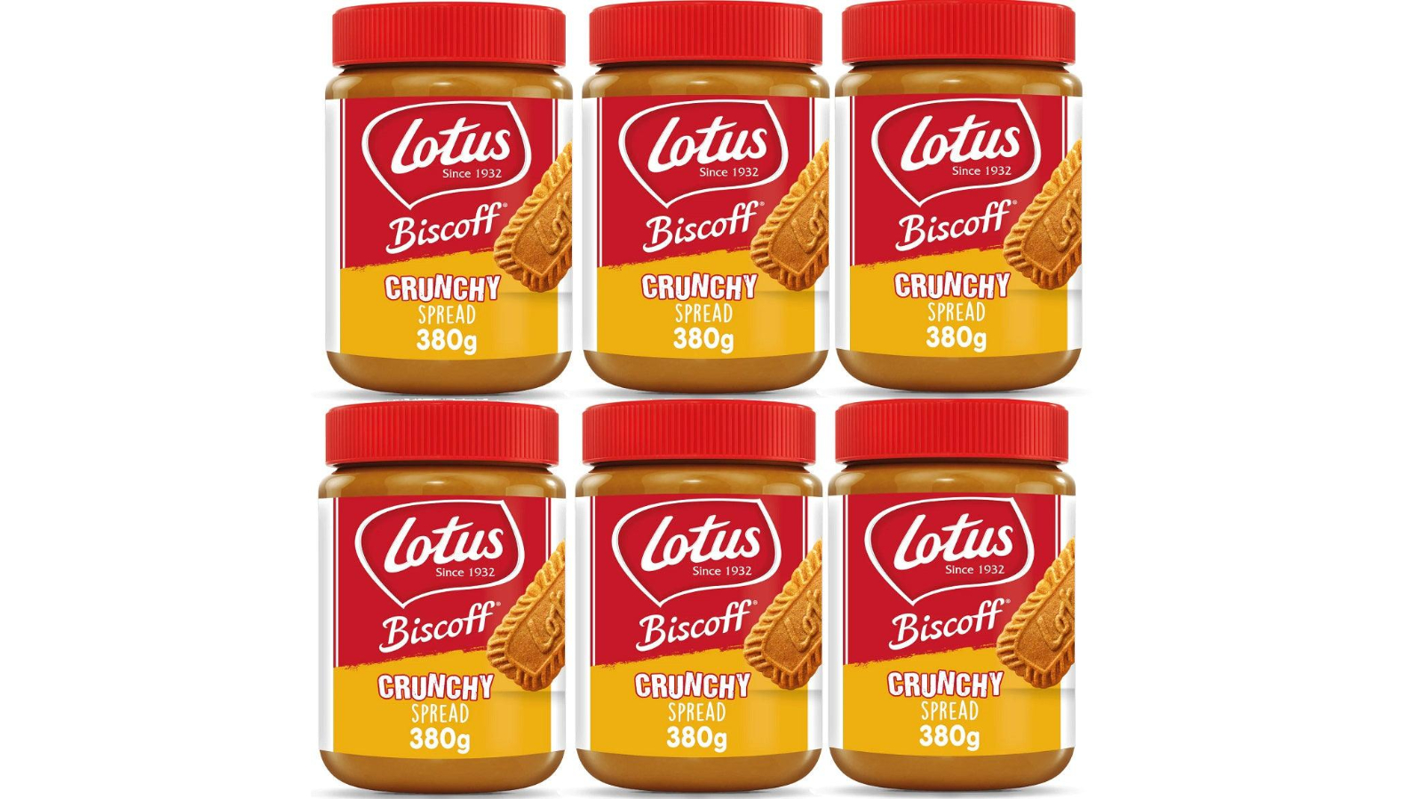 Lotus Biscoff Box of 6 Crunchy Spread Caramel - 380g | Harvey Norman