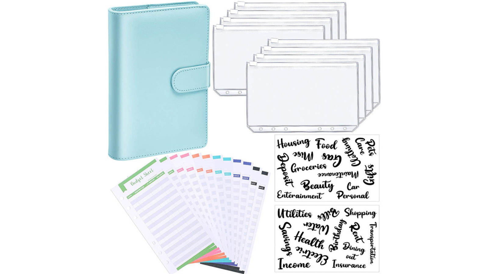 Vibe Geeks A6 Macaron Budget Planner Binder with Loose Leaf Sleeve ...