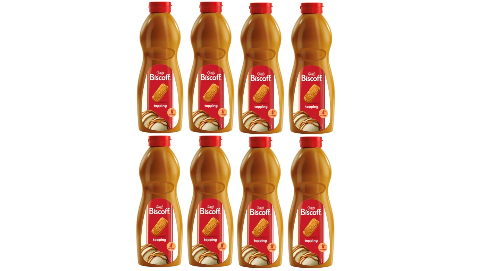 Lotus Biscoff Pack of 8 Caramel Topping Sauce Syrup Bottle - 1kg ...
