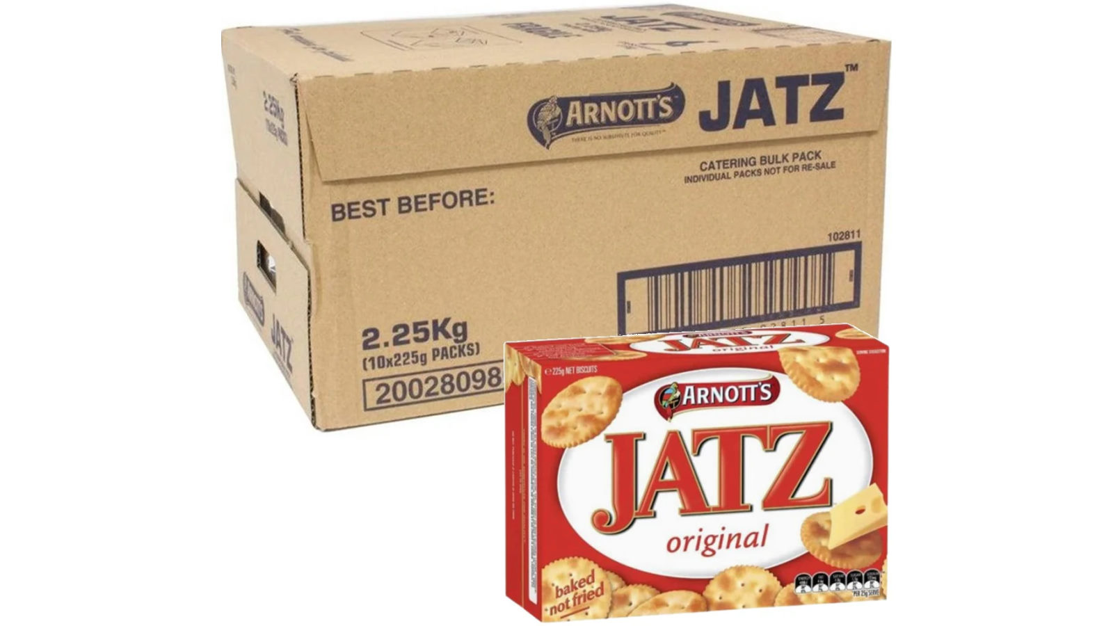 Arnotts Pack of 10 x 225g Jatz Crackers Original Carton Box | Harvey Norman