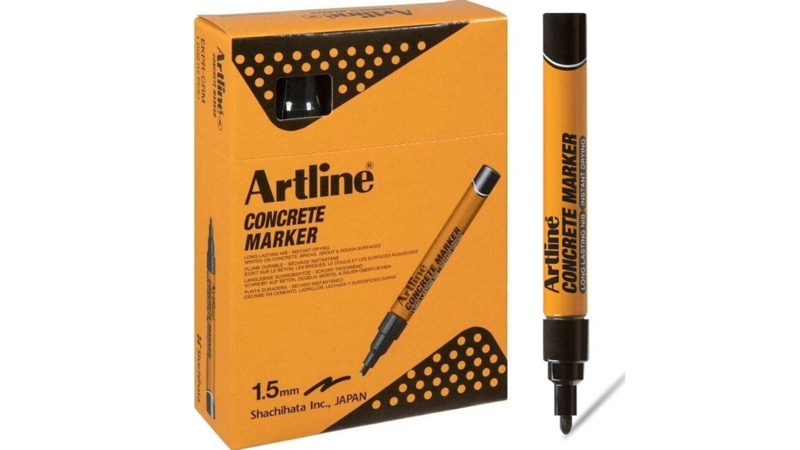 Artline Box of 12 Concrete Permanent Marker - Black | Harvey Norman