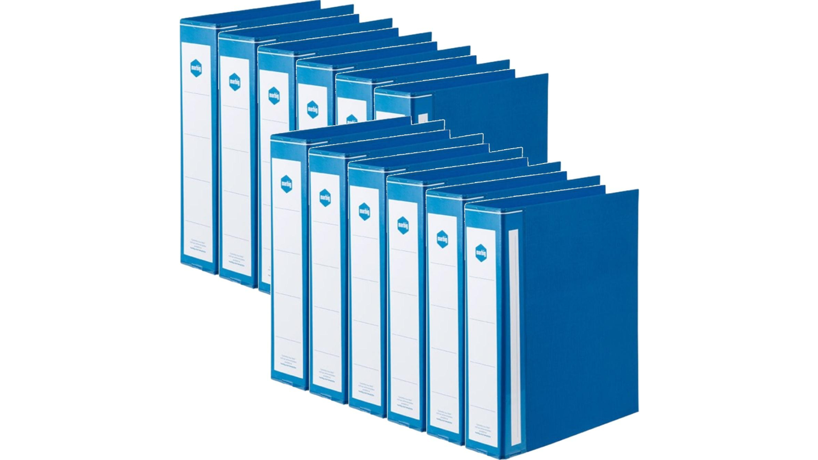 Marbig Box of 12 PE 5cm 2D Deluxe Ring A4 Binder Folder - Blue | Harvey ...