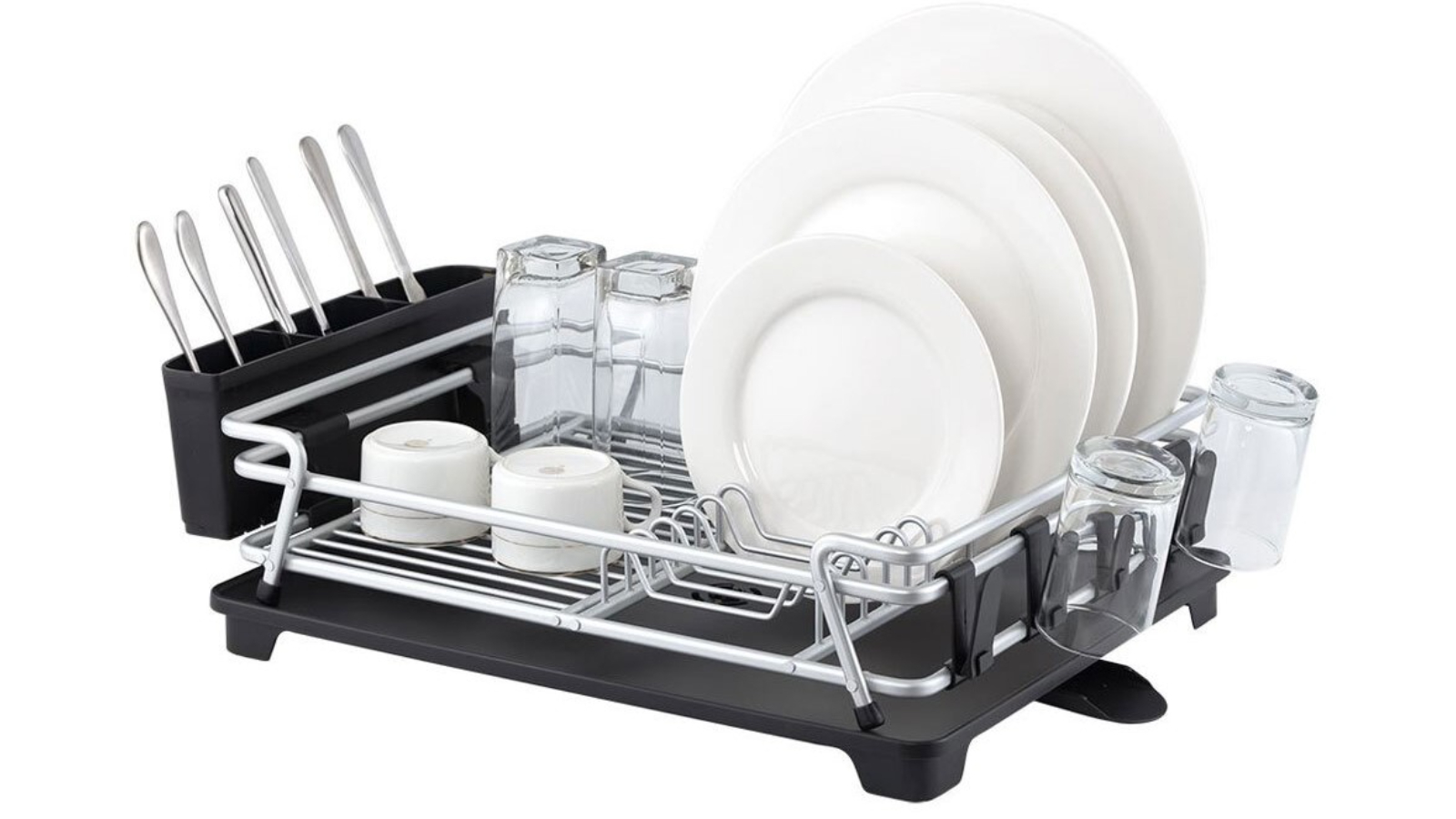 DLine Pinnacle Aluminium 53cm Dish Wash Rack - Black | Harvey Norman