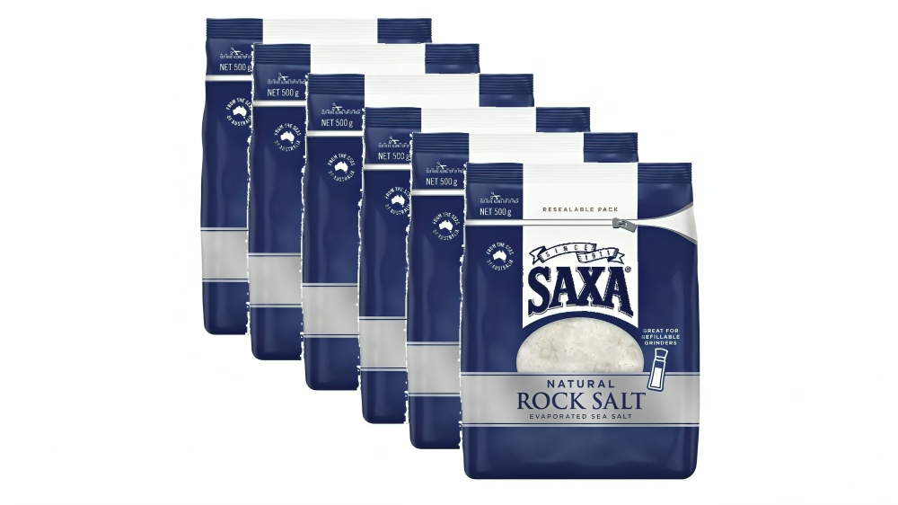 Saxa Pack of 6 Natural Rock Salt Refill - 500g | Harvey Norman