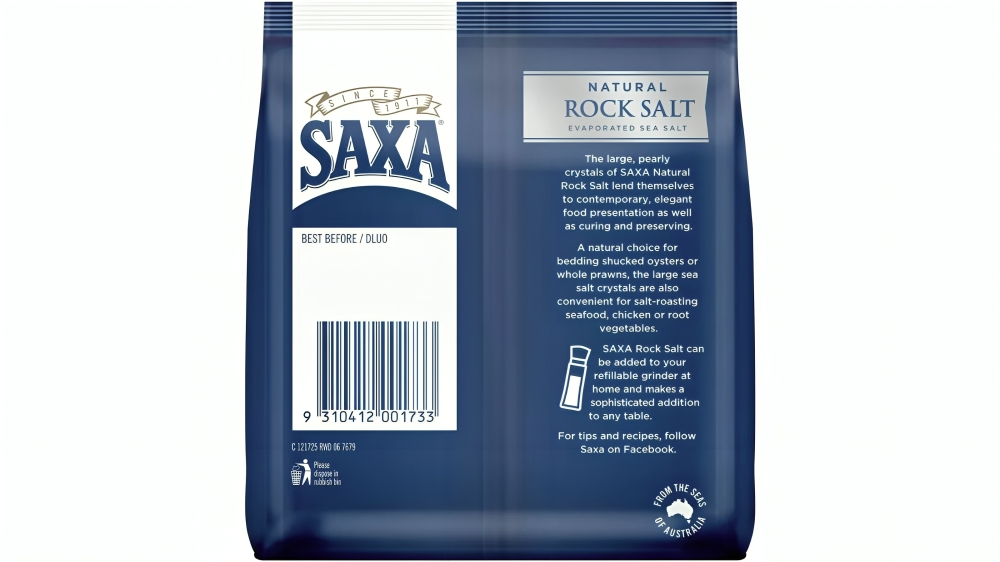 Saxa Pack of 6 Natural Rock Salt Refill - 500g | Harvey Norman