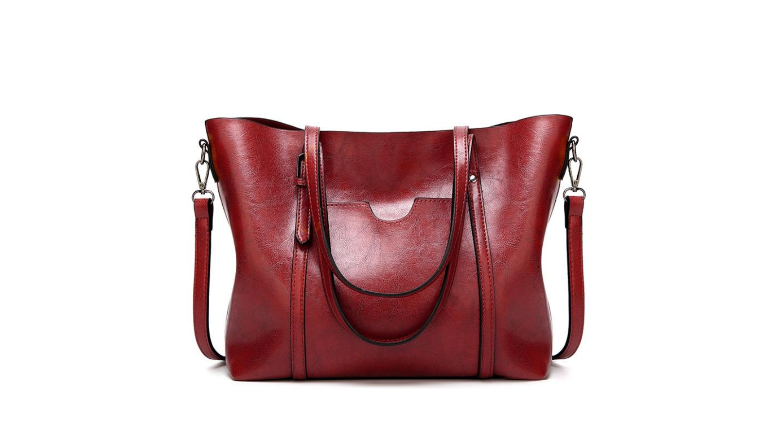 Vibe Geeks Wax Finish Stylish All-Match Leather Handbag - Wine Red ...