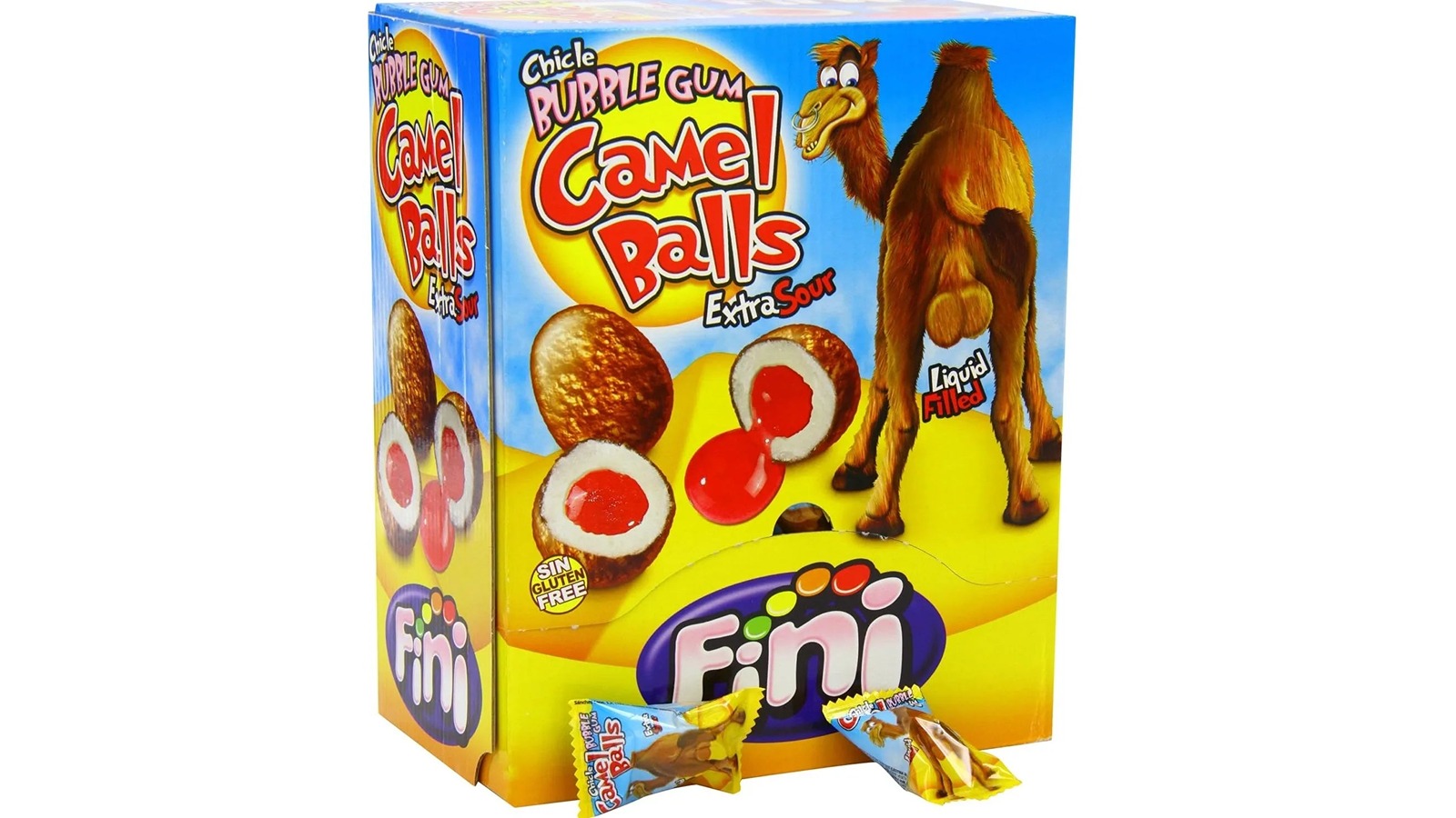 Fini Camel Balls Bubble Gum Extra Sour Liquid Filled Bulk Box Pack - 1 ...