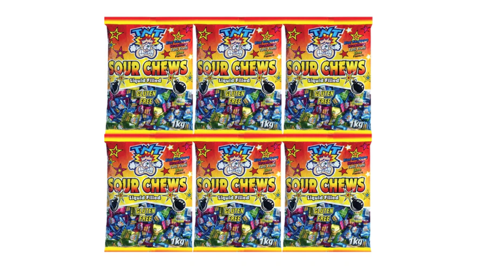 Allens Pack of 6 Sour Chews Lollies Candy Liquid Filled Assorted ...