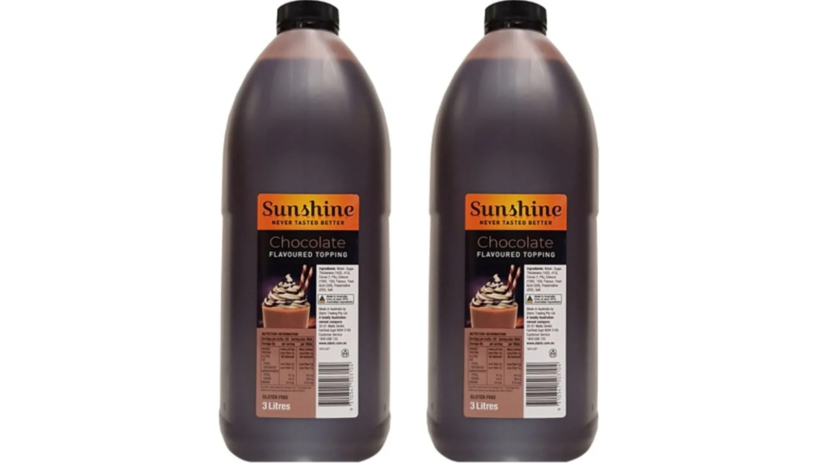 Sunshine Chocolate Topping Syrup Sauce 3L Bottle - 2-Pack | Harvey Norman