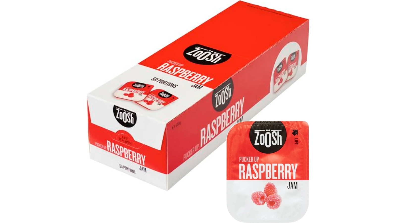 Zoosh Raspberry Individual Portions 13.6g - 50-Pack | Harvey Norman