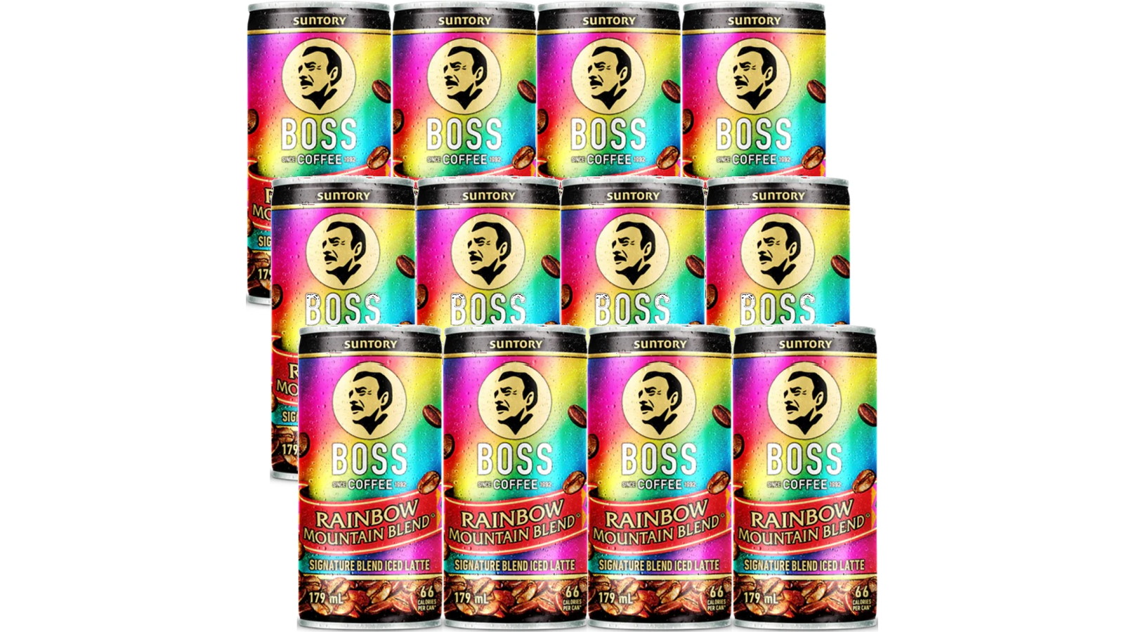 Suntory Boss Iced Latte Rainbow Mountain Blend 179ml - 12-Can Pack ...