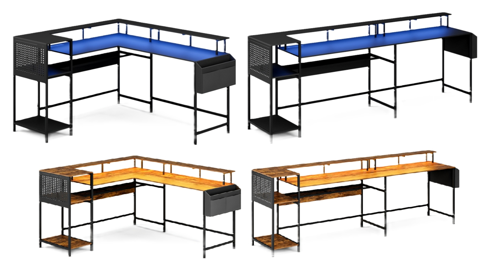 Advwin 2 Person Convertible Gaming Desk with Monitor Stand and Side ...