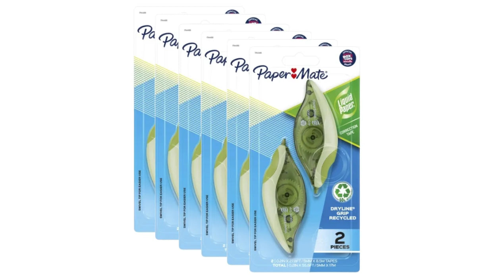 Papermate 2 Piece Dryline Grip Paper Liquid Correction Tape - Pack of 6 ...