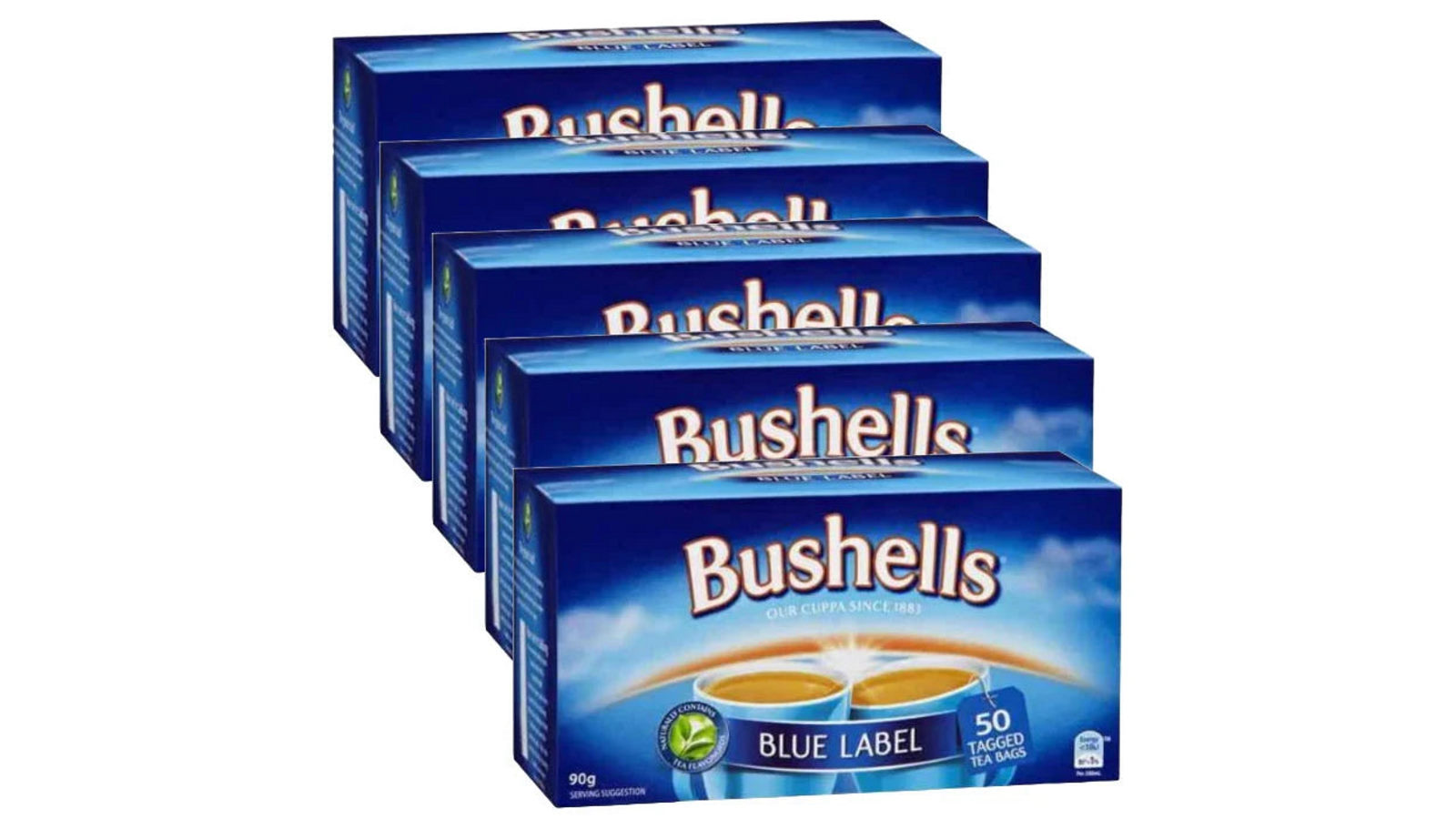 Bushells Pack of 5 Bulk 90g Blue Label 50 Tea Bags | Harvey Norman
