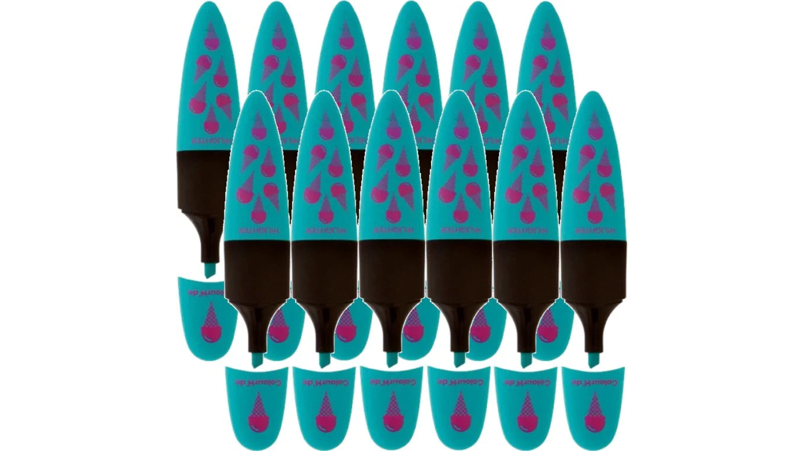 ColourHide Box of 12 Quirky Designer/Highlighter - Turquoise Blue ...