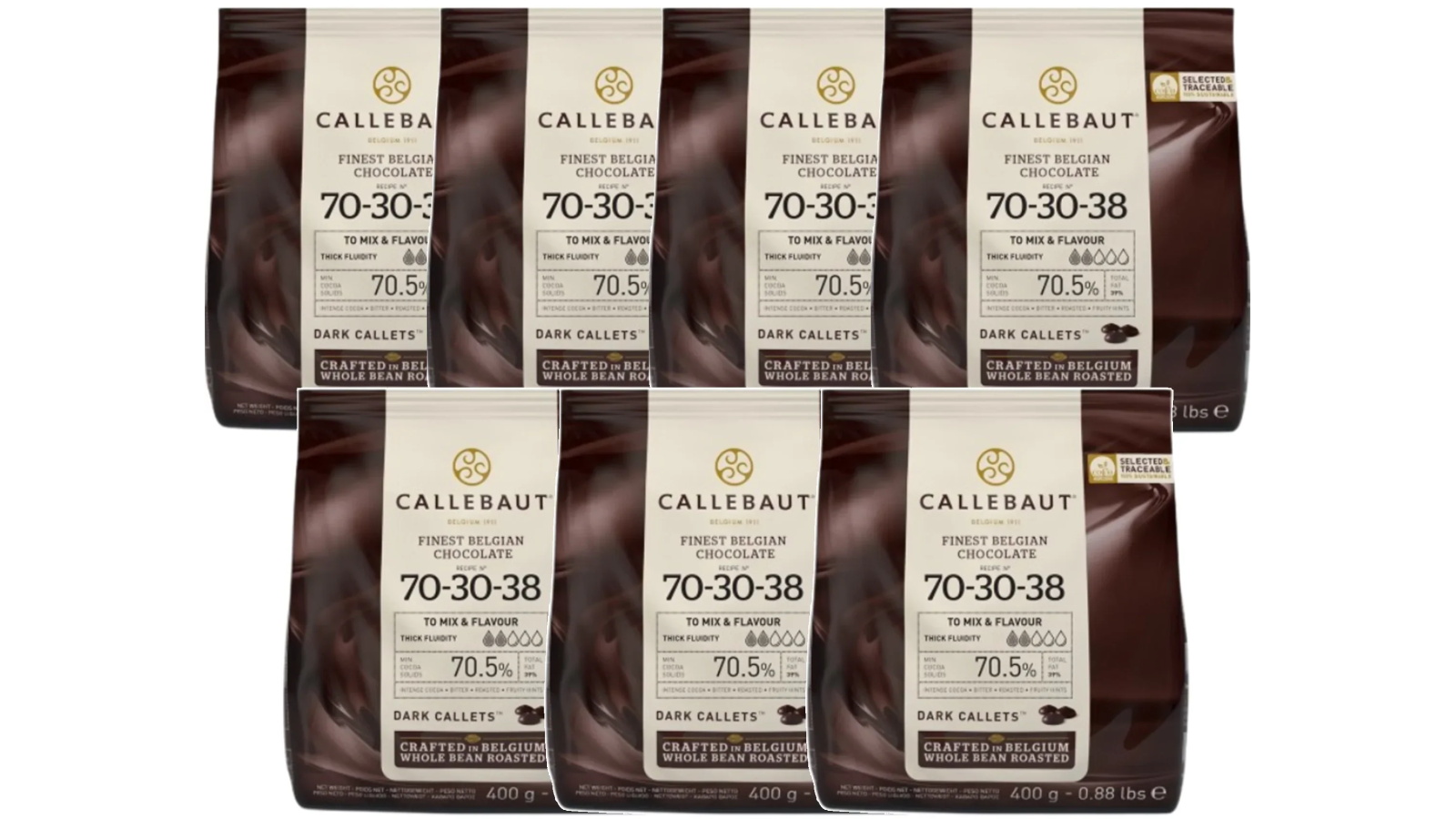 Callebaut 70-30-38 Bittersweet Dark Chocolate Callets 400g - 7 Pack ...