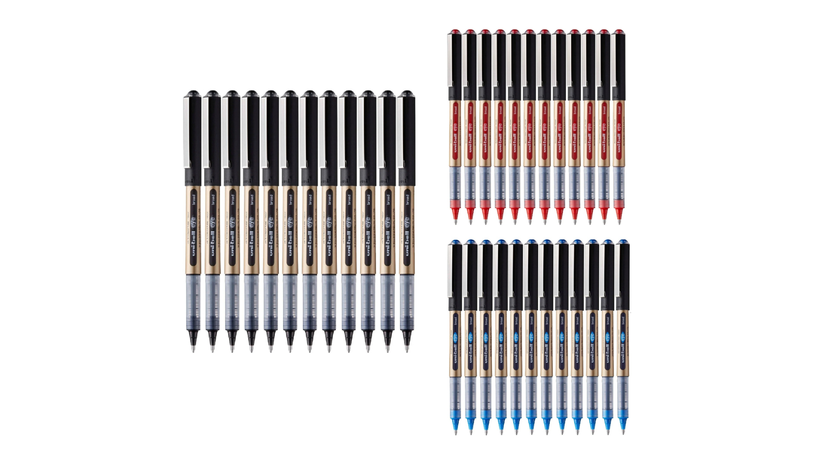 Uni-Ball Pack of 12 UB150-10 Eye Liquid Ink Rollerball Broad Pen ...