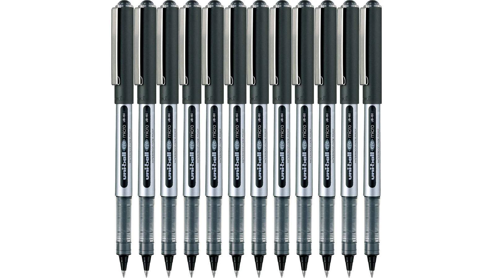 Uni-Ball Pack of 12 UB150 Eye Liquid Ink Rollerball Micro Pen - Black ...