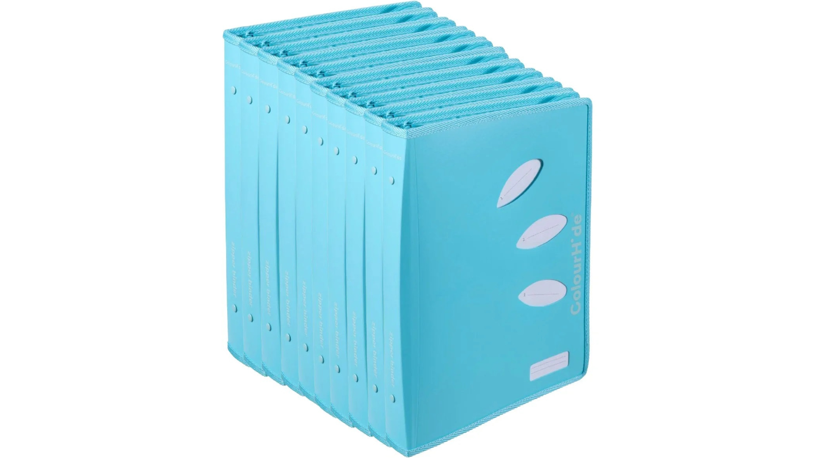 ColourHide Pack of 10 A4 2 D-Ring 2.5cm Zip Binder - Sky Blue | Harvey ...