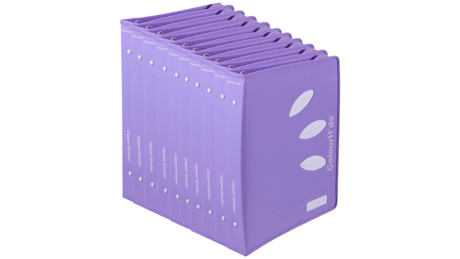 ColourHide Pack of 10 A4 2 D-Ring 2.5cm Zip Binder - Lavender | Harvey ...