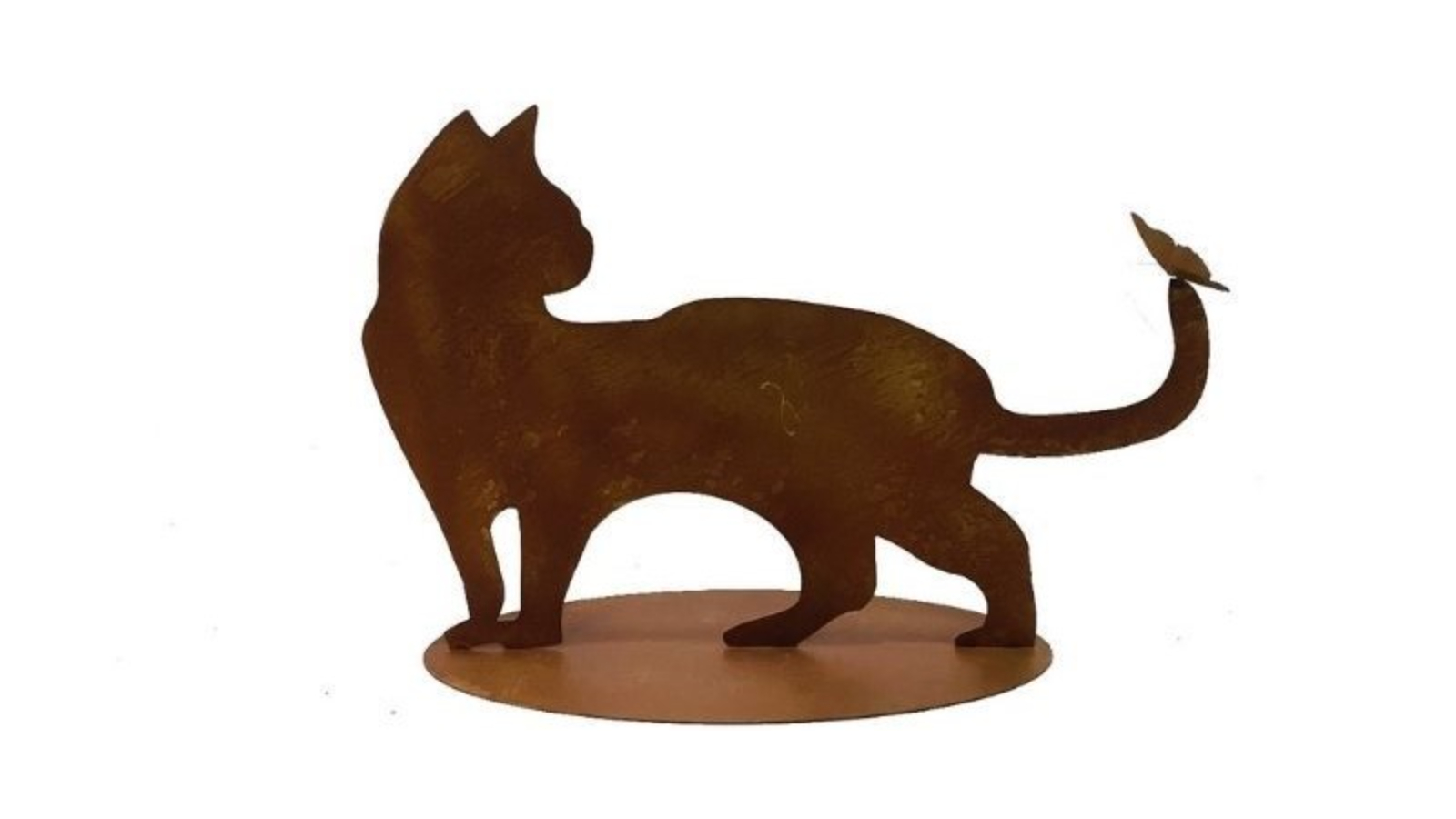 Willow and Silk Rust Cat plus Butterfly Ornament on Base 50x15x35cm ...