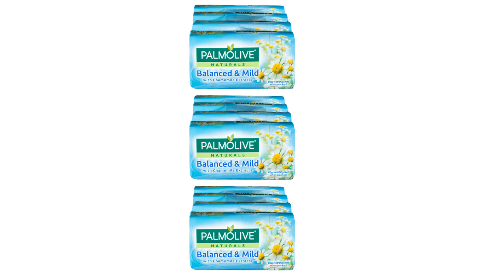 Palmolive 3 Piece Pack of 4 Naturals Balanced and Mild Soap Bar Shower ...