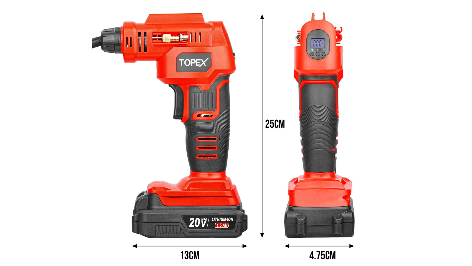 Topex 20V Cordless Air Compressor Car Tyre Inflator with Digital ...