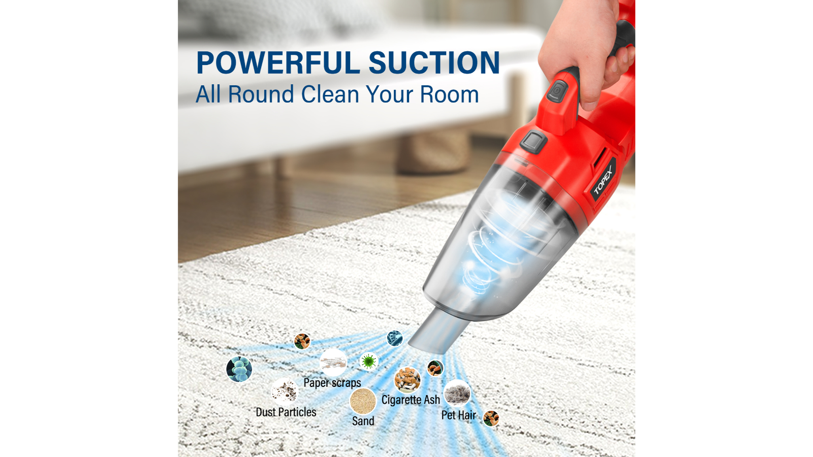 TOPEX 20V Cordless Handheld Vacuum Cleaner for Home and Car with ...