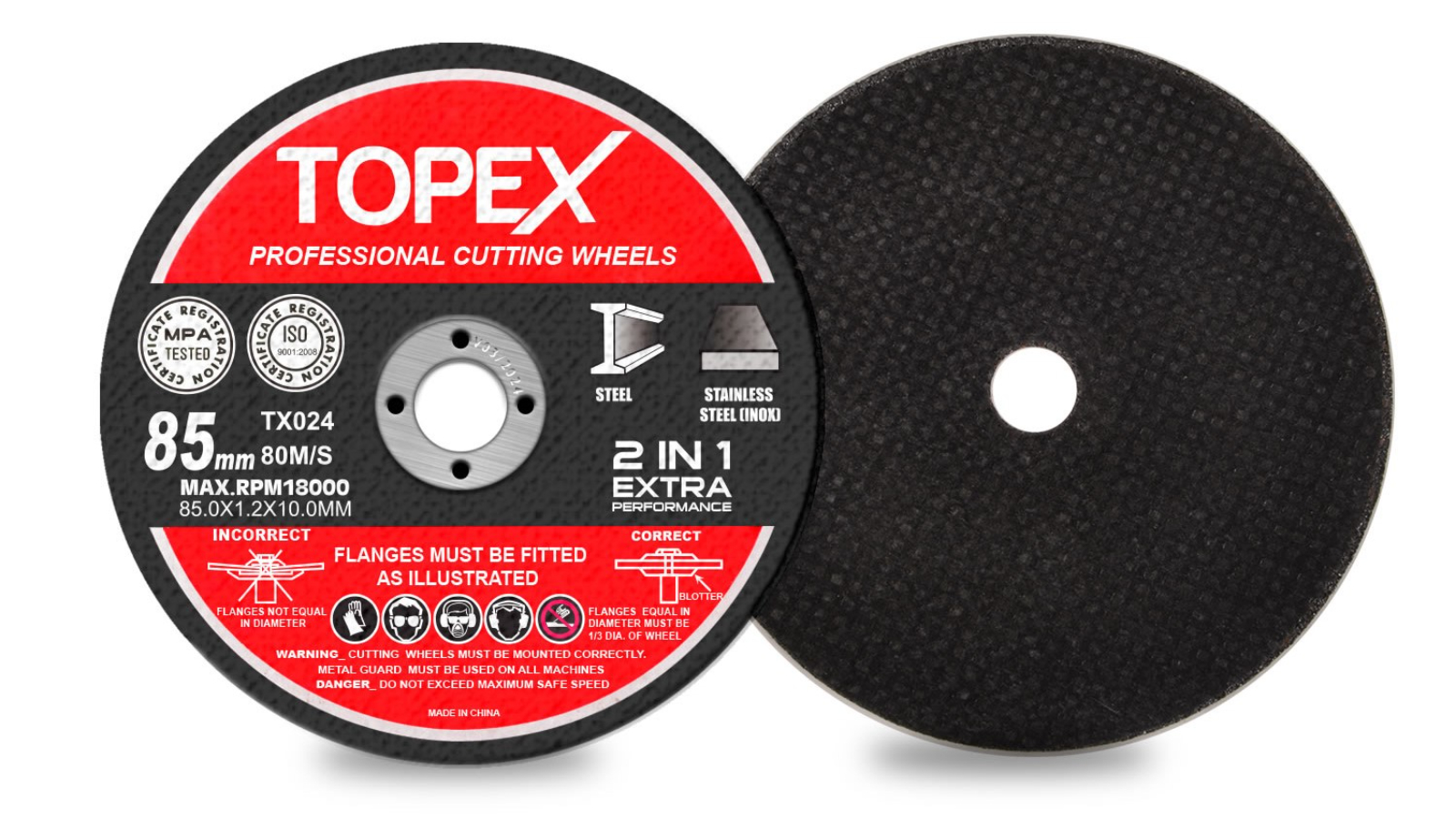 TOPEX 50-Piece 8.5cm Professional Cutting Wheels Discs 2-in-1 Steel ...