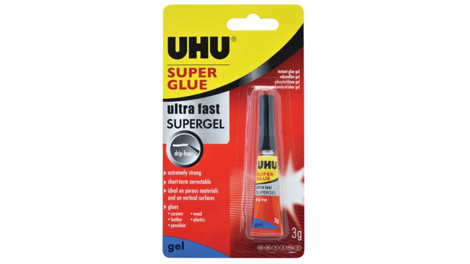 UHU Pack of 4 Instant Gel Ultra-Fast Super Glue - 3g | Harvey Norman
