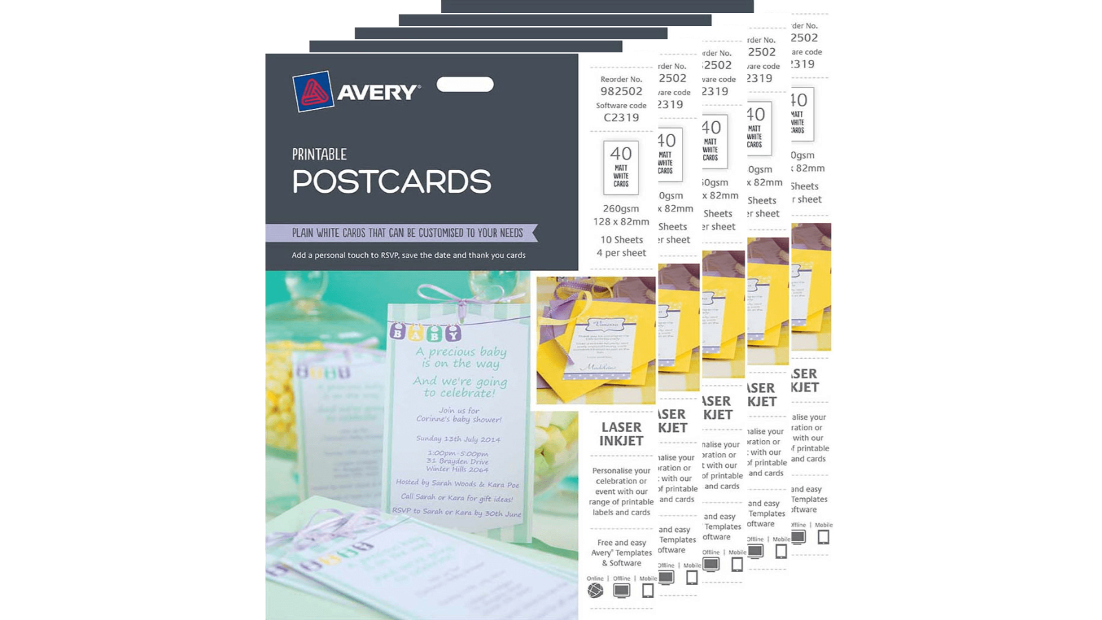 Avery Pack of 5 982502 C2319 White Printable 40/Pack Post Card | Harvey ...