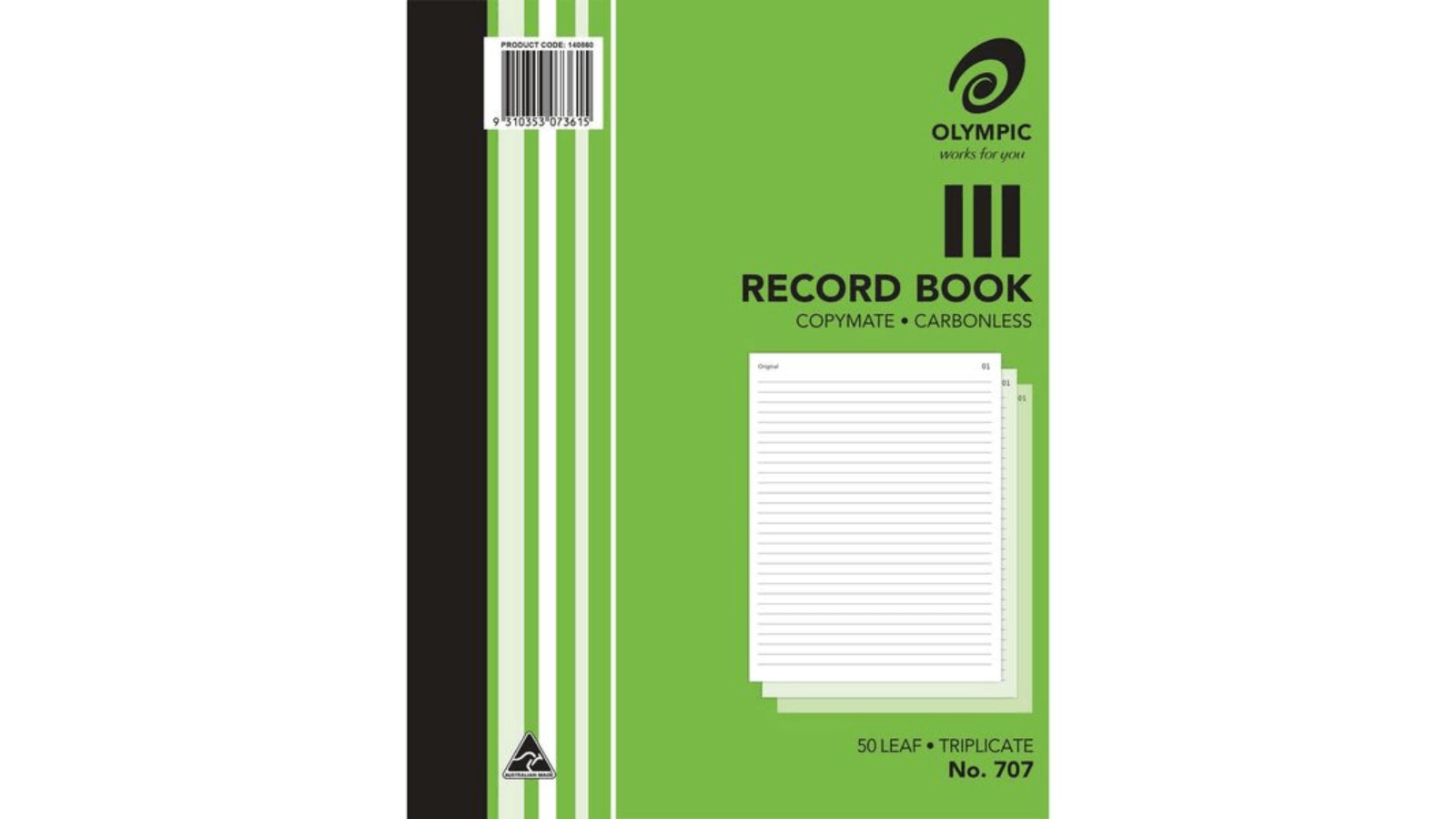 Olympic 707 Pack of 5 Triplicate 50 Leaf Record Carbonless Book ...