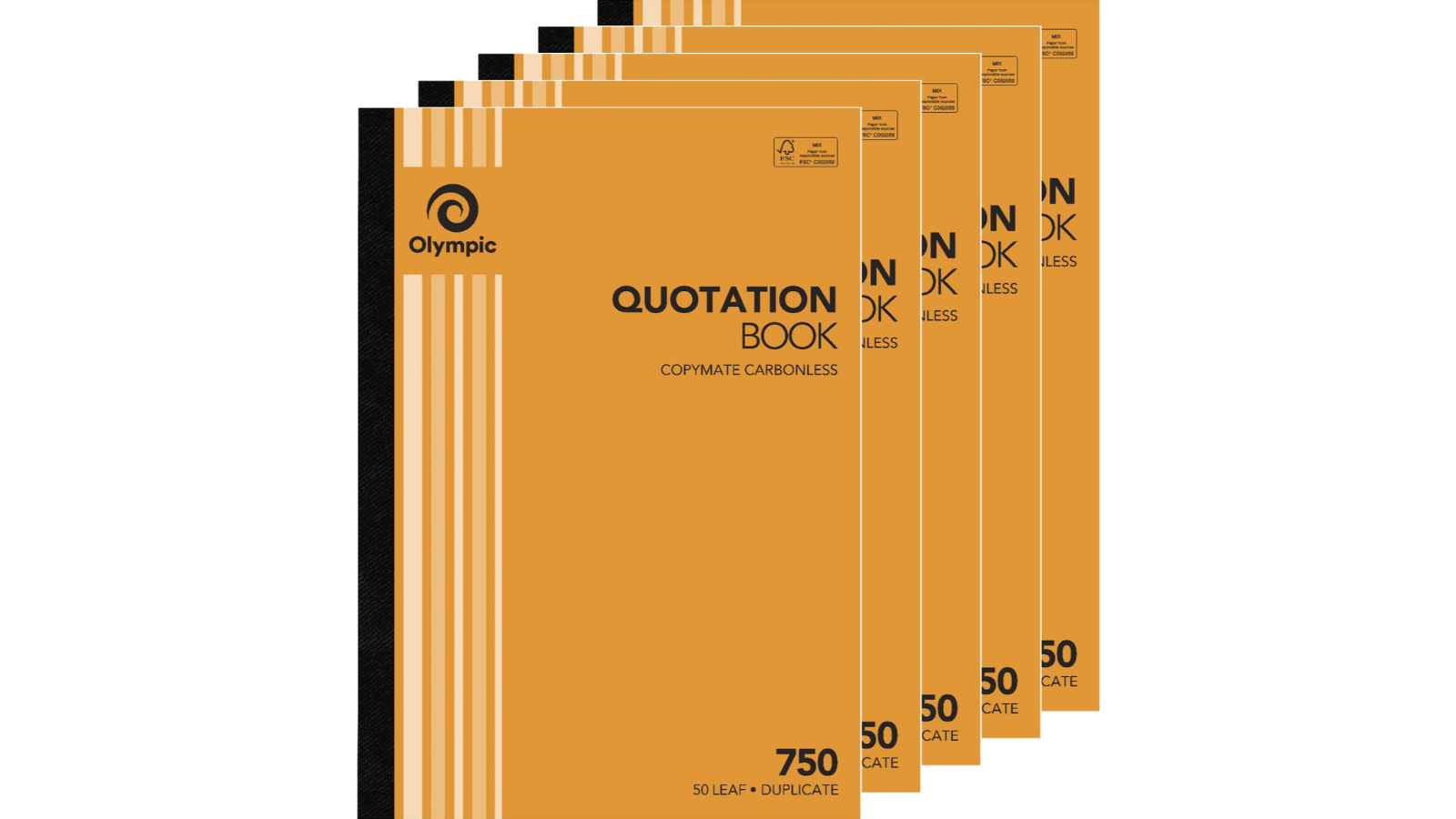 Olympic 750 Pack of 5 Duplicate 50 Leaf Carbonless Quotation Book ...