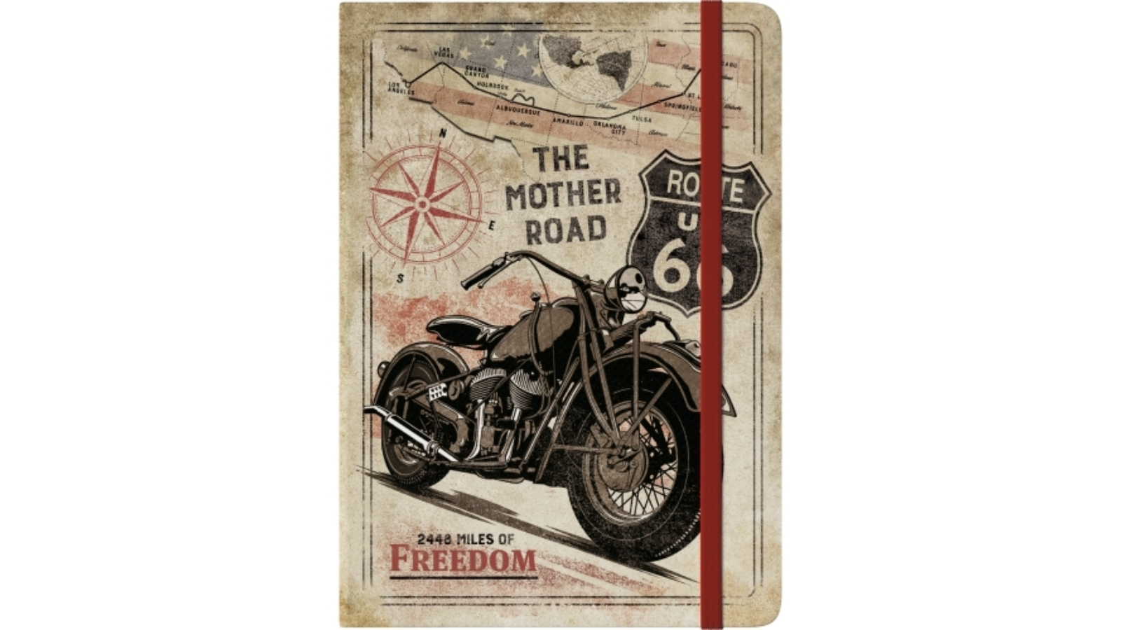 Nostalgic Art Route 66 Bike Map A5 Notebook with Hard Cover | Harvey Norman