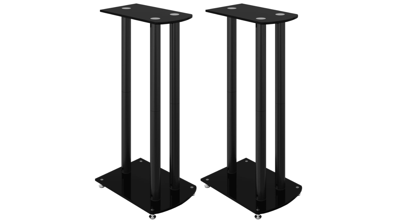 vidaXL Tempered Glass 2 Piece 3 Pillars Design Speaker Stand - Black ...